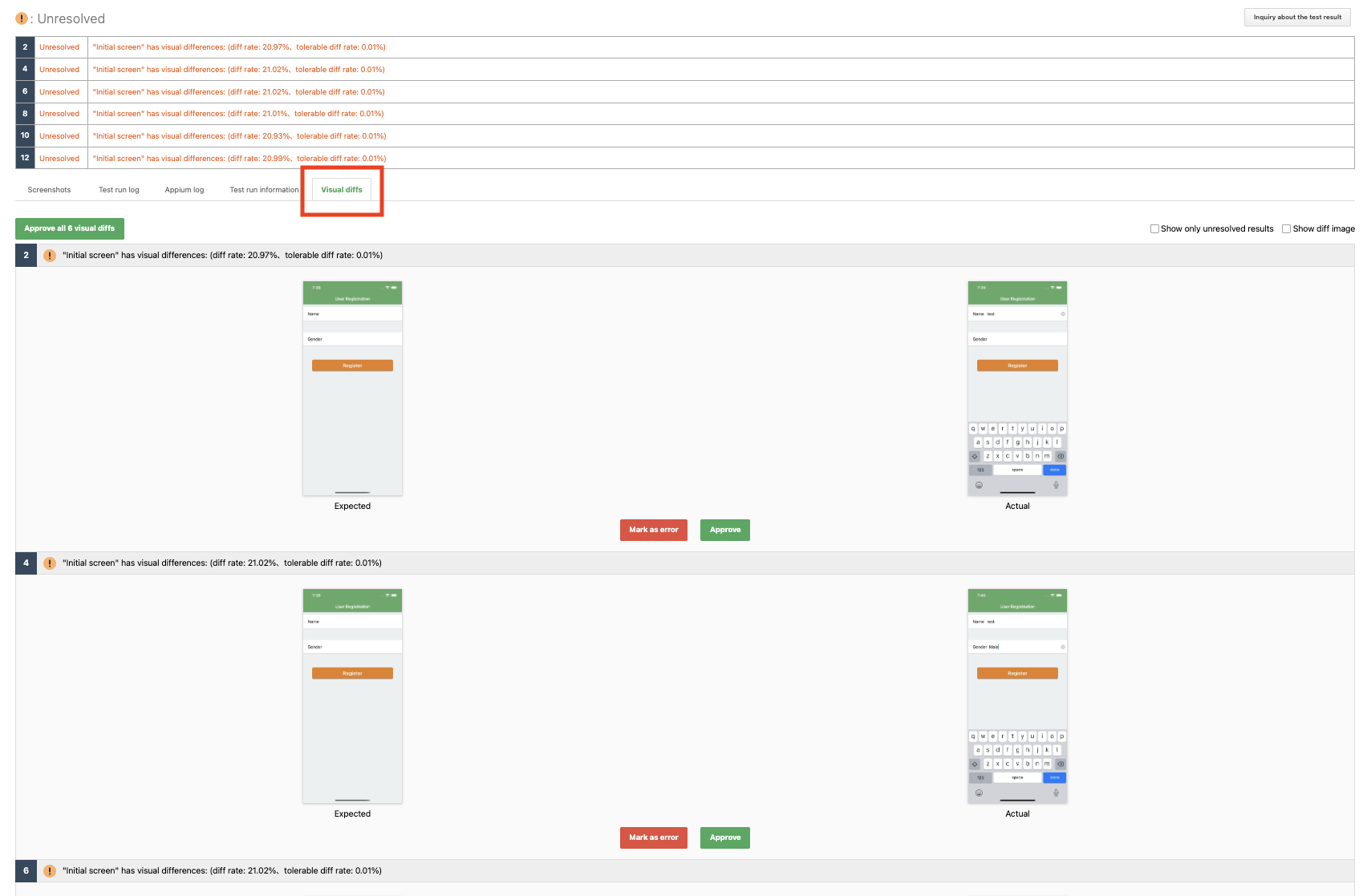 Visual diff checks – MagicPod Help Center