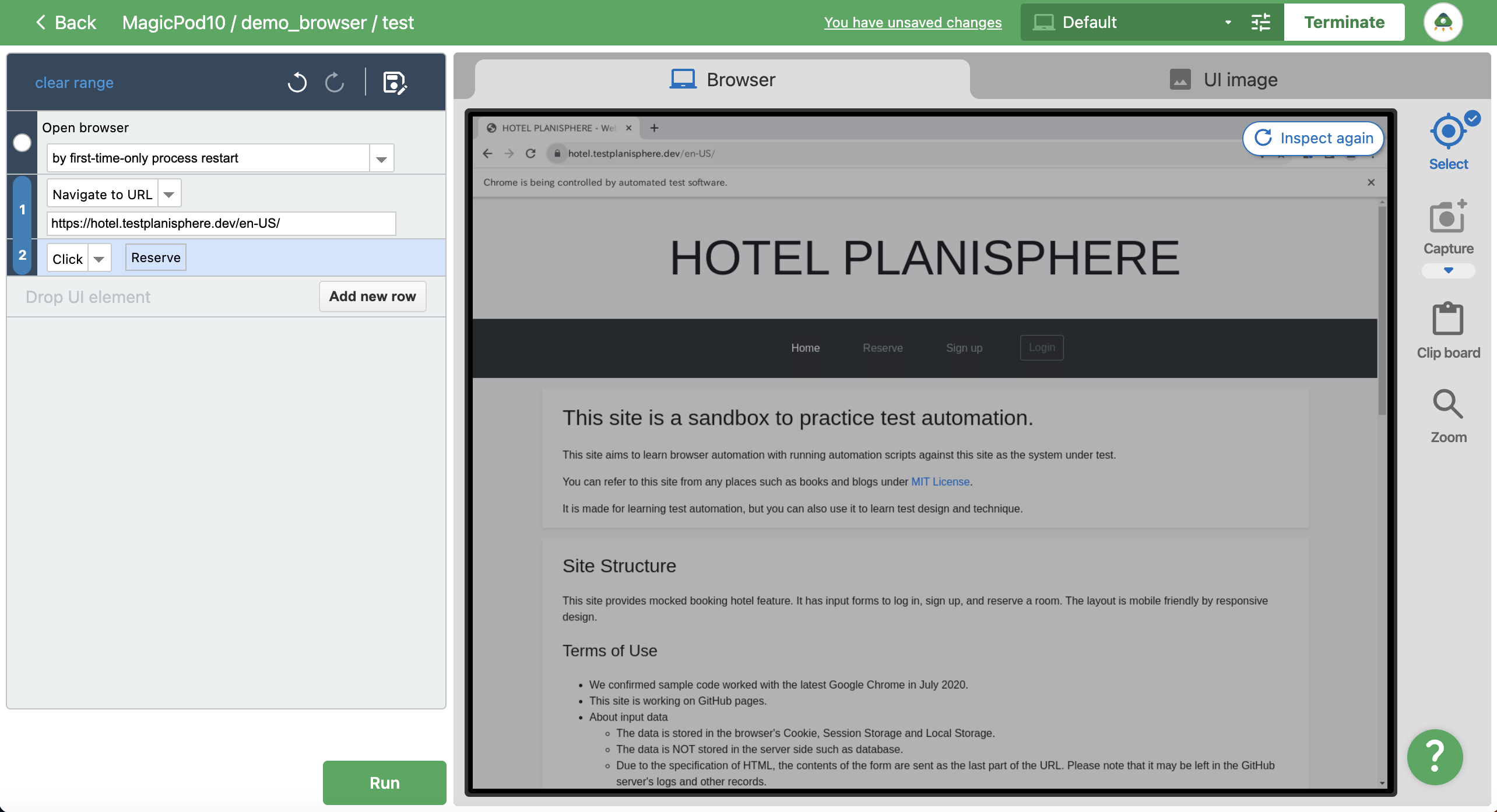 Create real-time simple tests – MagicPod Help Center