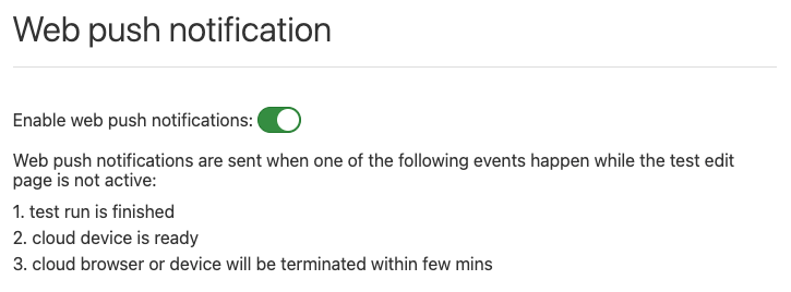 Web push notification feature – MagicPod Help Center